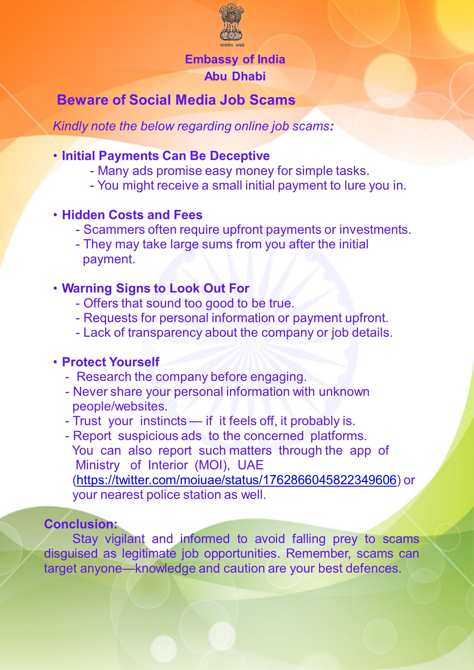 Embassy of India, Abu Dhabi, U.A.E.